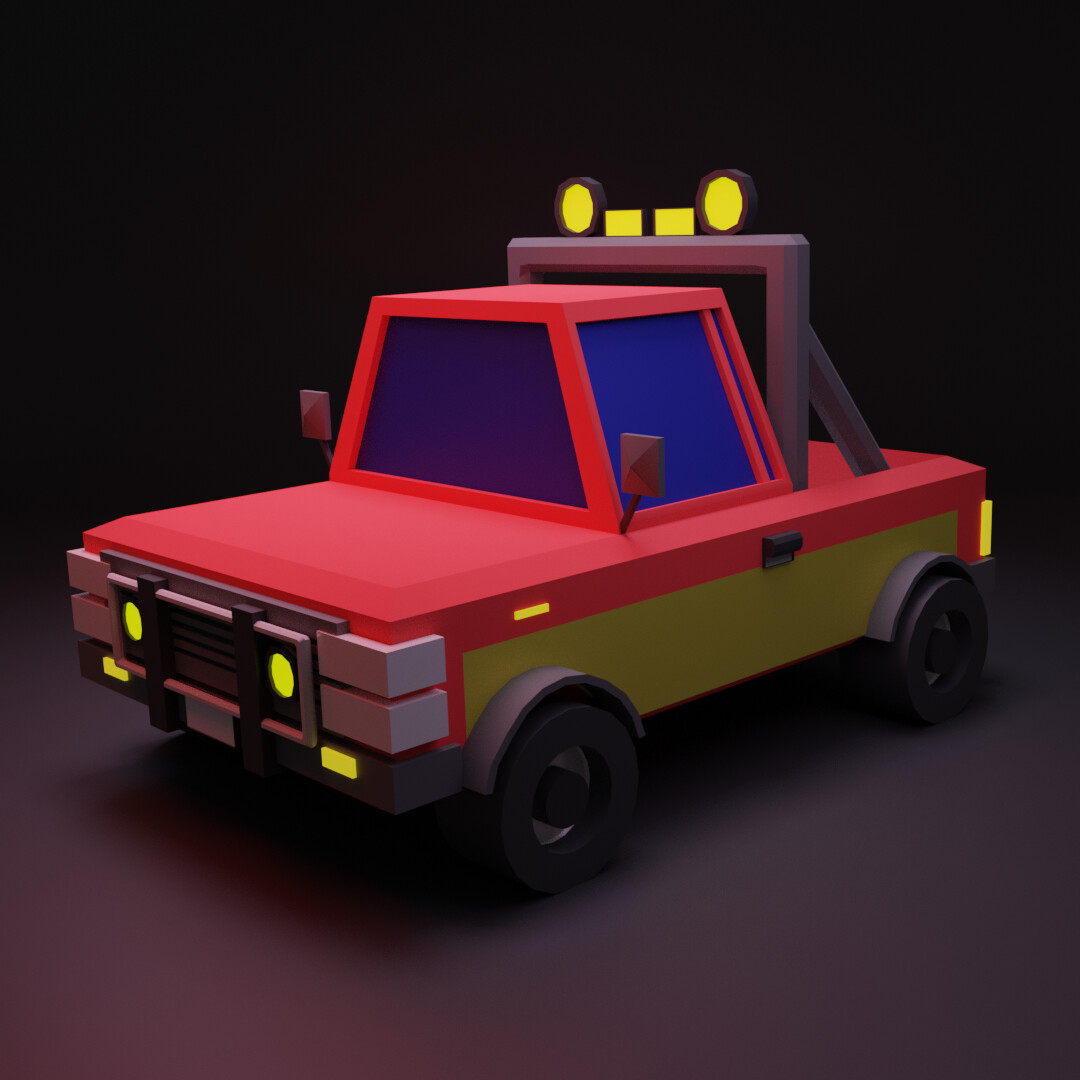 ArtStation - Low Poly Pickup Truck Model // Maya