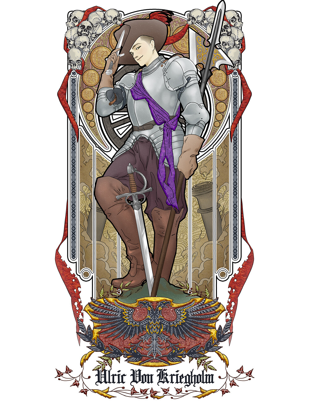 ArtStation - LARP YCH Manuscript Cards: Ulric Von Kriegholm.