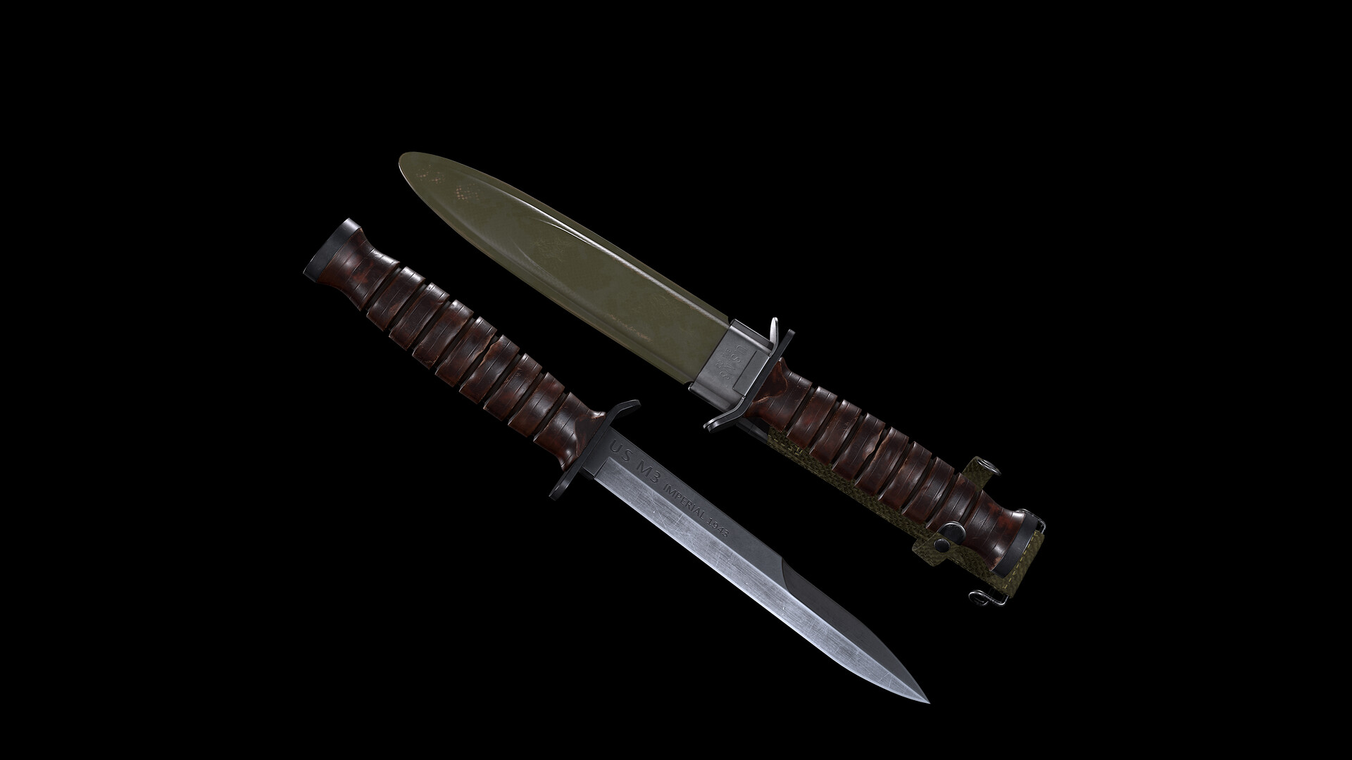 ArtStation - M3 Trench knife with M8 scabbard