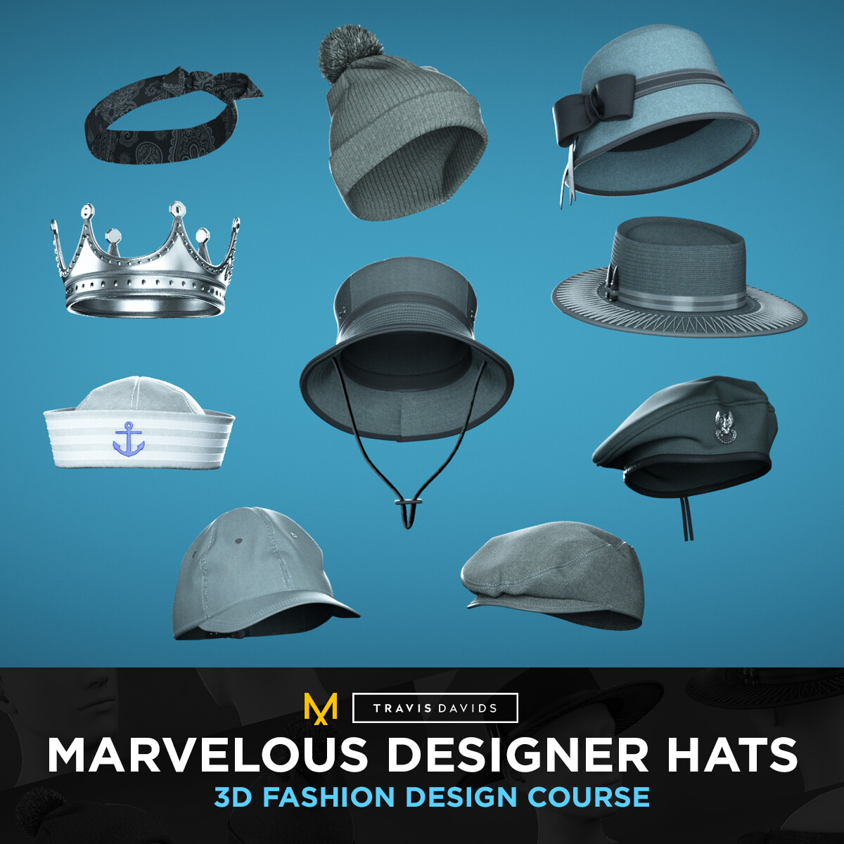 ArtStation - Marvelous Designer Hats - 3D Fashion Design Course