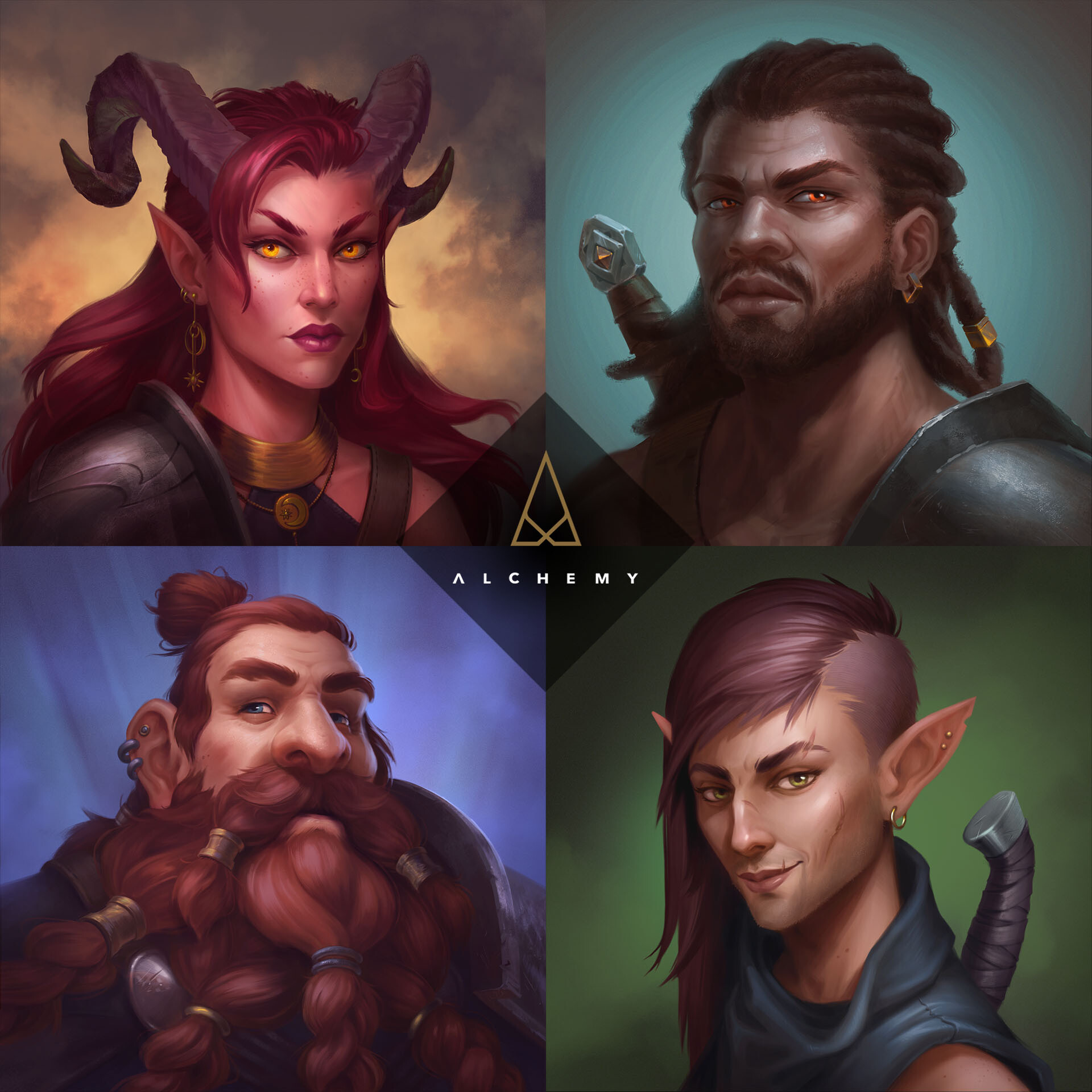 ArtStation - AlchemyRPG illustrated portraits