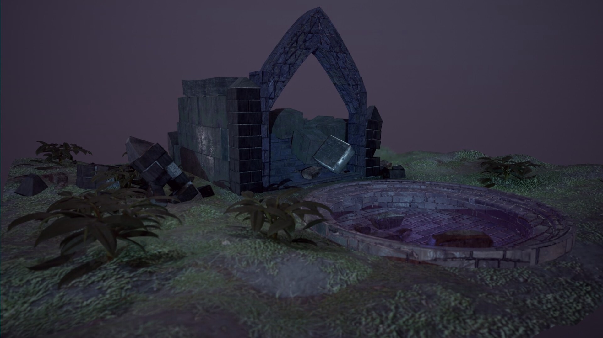 ArtStation - Magic ruins at night