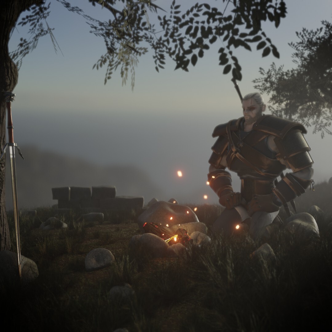 ArtStation - The Witcher 3 Fanart | Campfire Meditation
