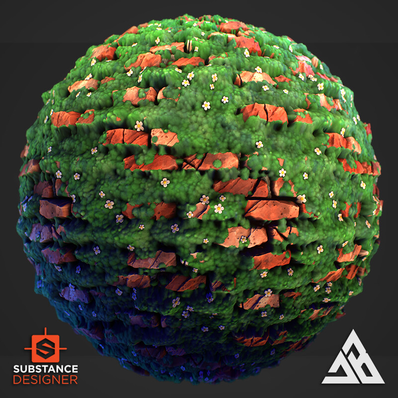 ArtStation - Stylized Mossy Brick