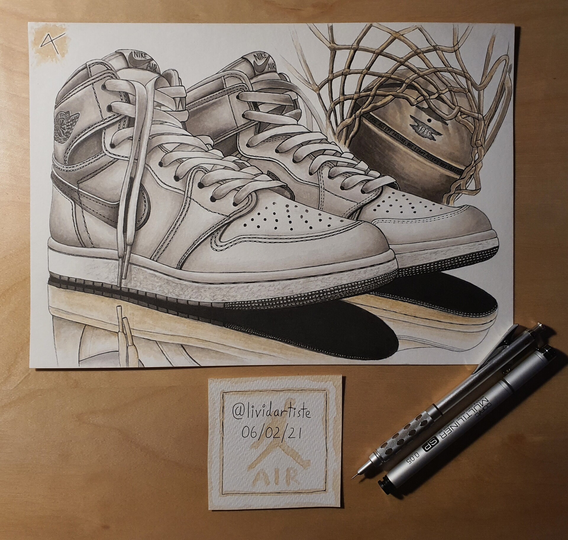 ArtStation - Air Jordan 1 Neutral Grey 1985 (Copic Marker Drawing)