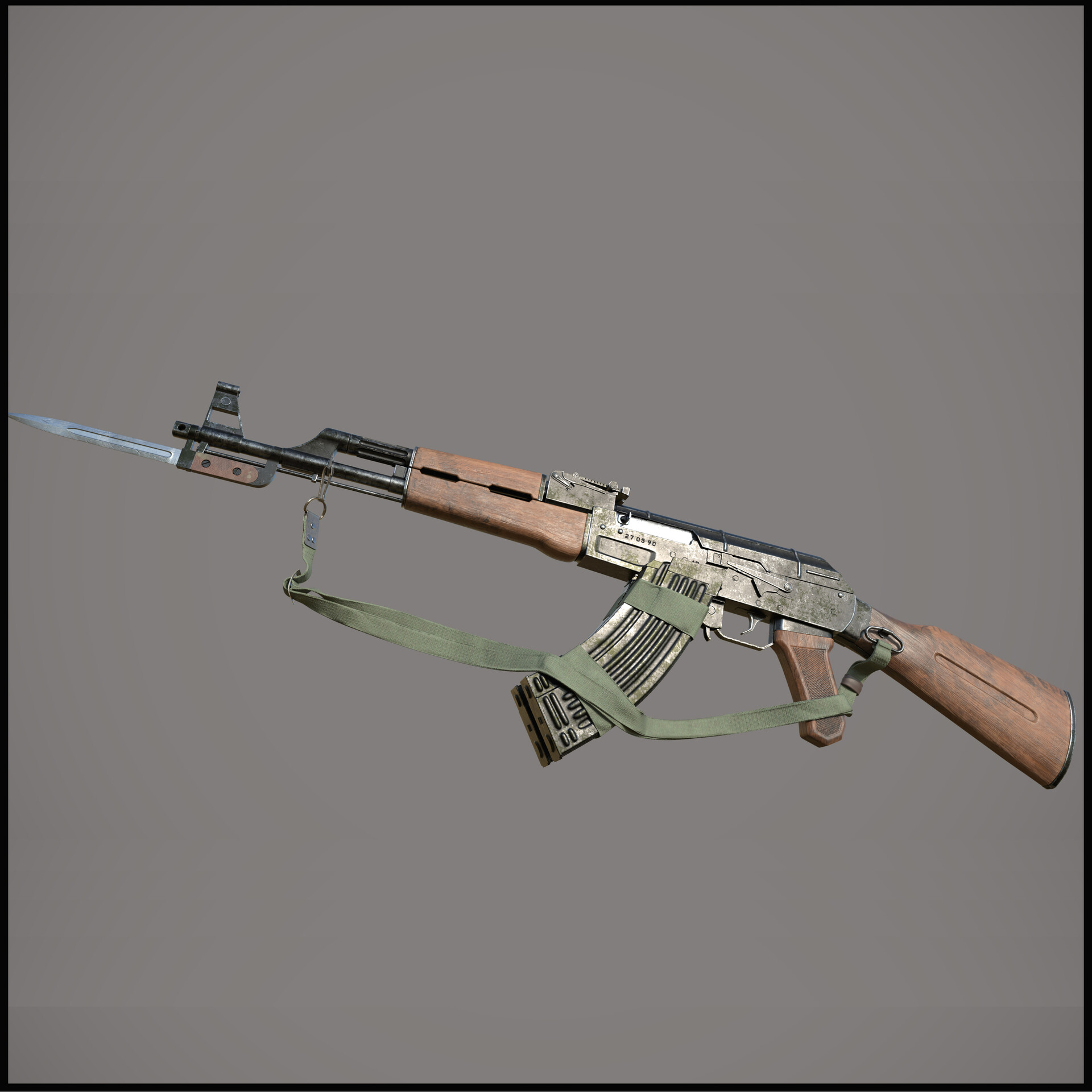 ArtStation - AK 47 with bayonet knife