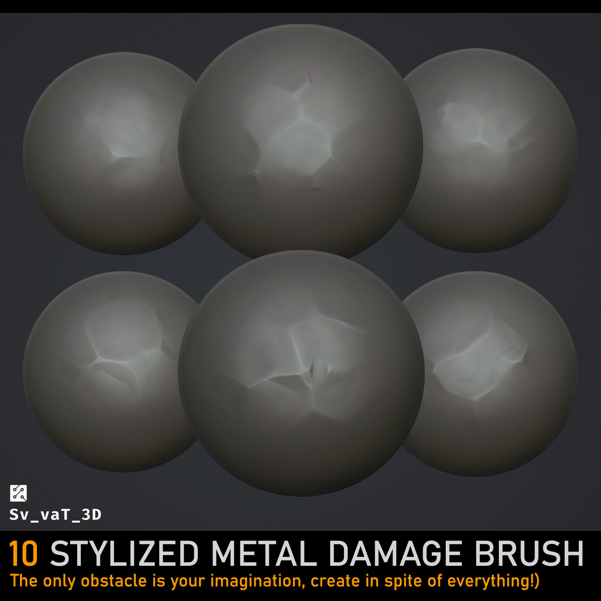 ArtStation - 10 Stylized metal damage brush
