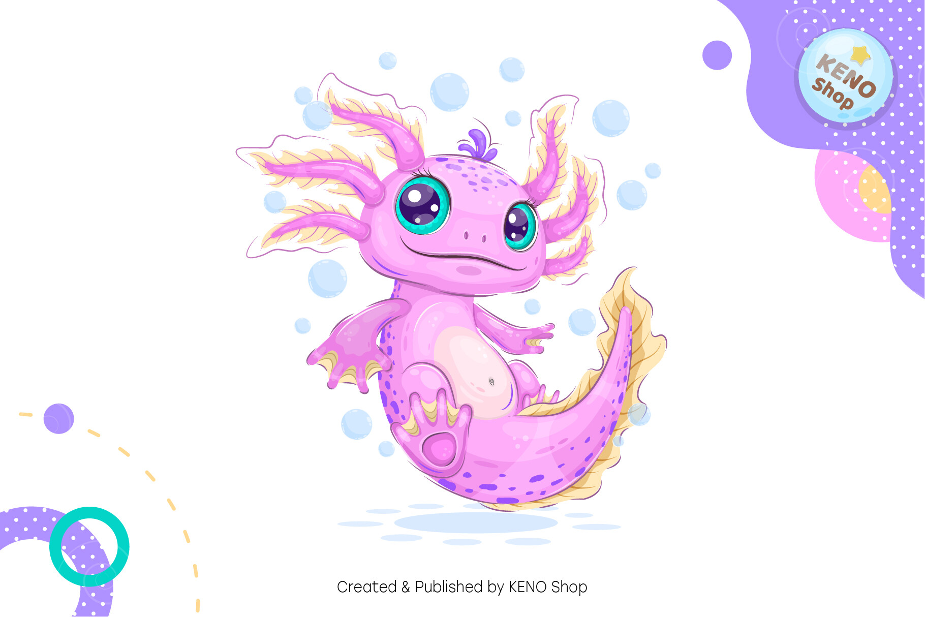 ArtStation - Cute cartoon axolotl