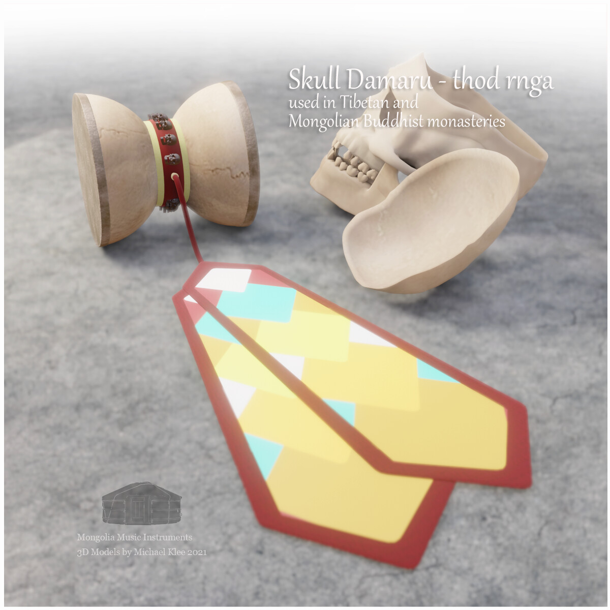 ArtStation - Damar - Damaru - Skull Damaru - thod rgna - डमरु - ཌ་མ་རུ ...