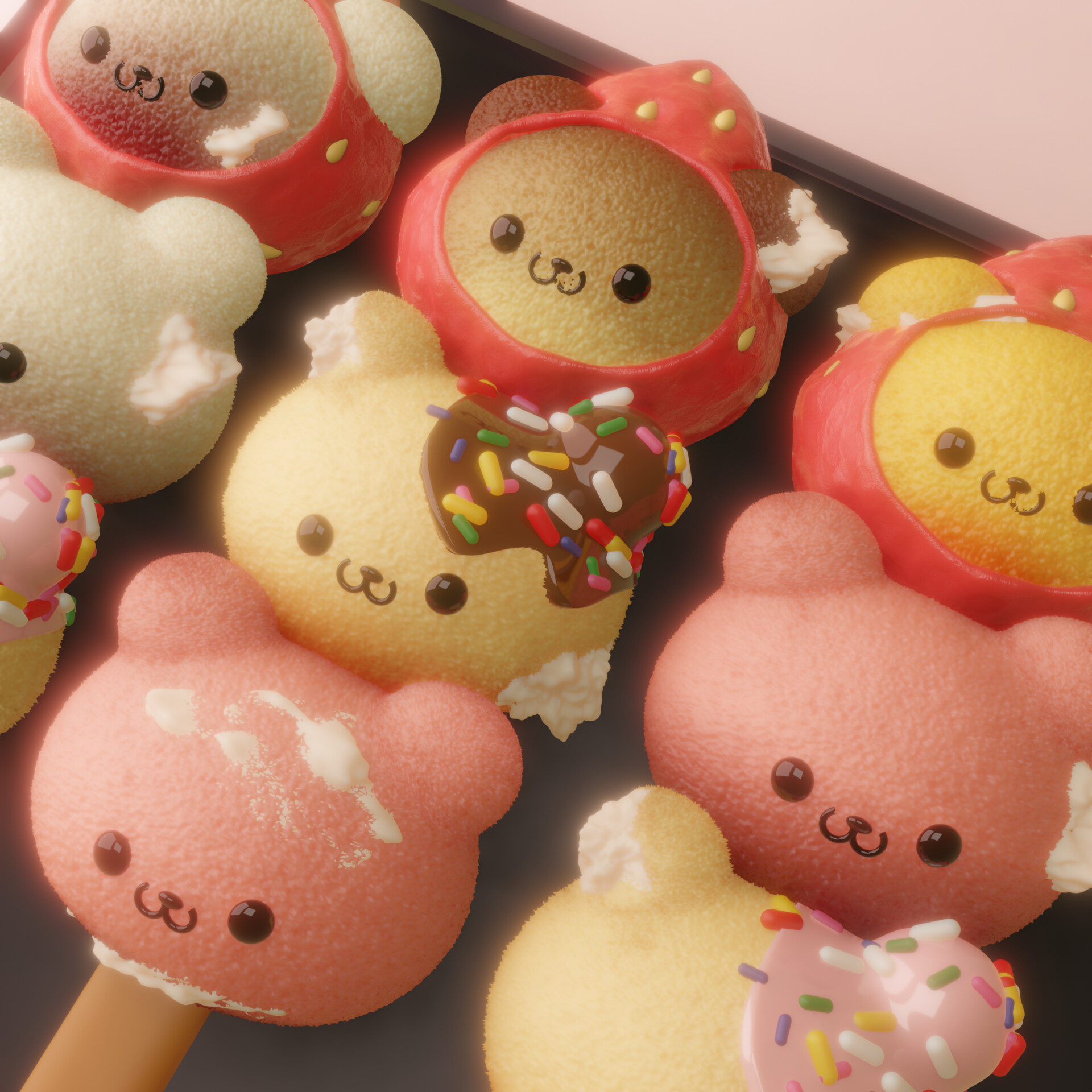 ArtStation - Bear Dango with honey