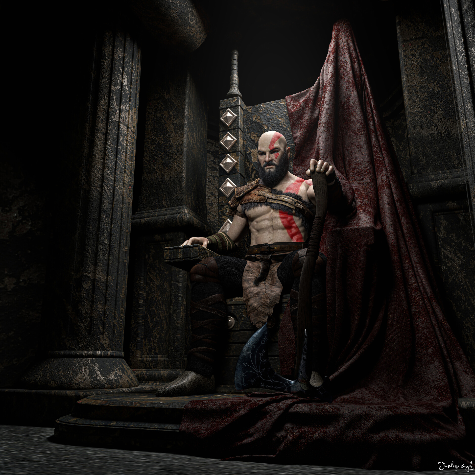 ArtStation - KRATOS 3D CHARACTER MODEL