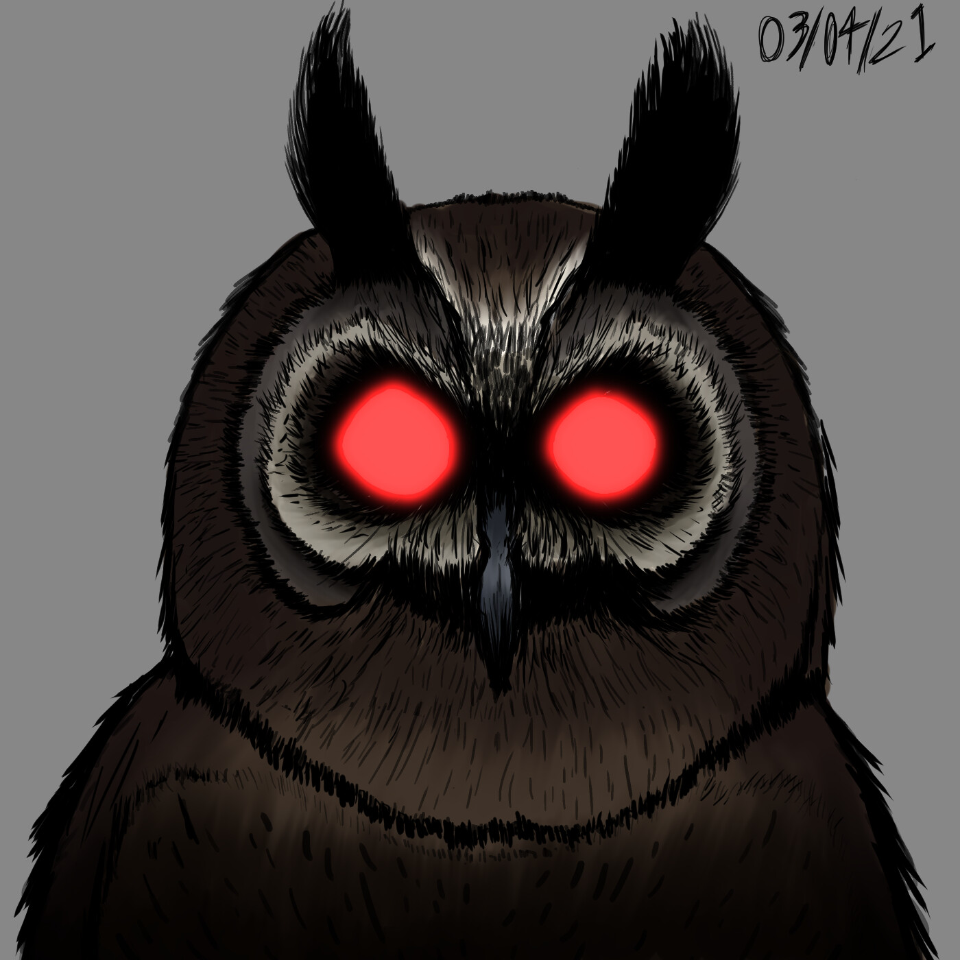 ArtStation - Red eyes owl sketch