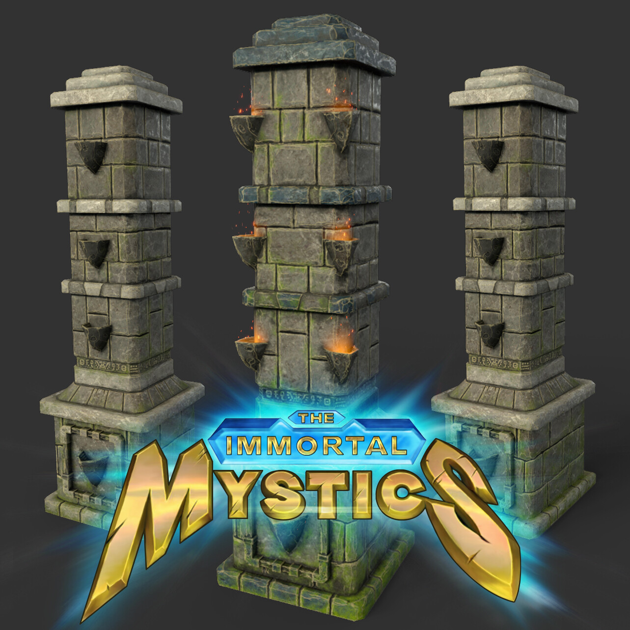 ArtStation - Mayan columns with torches