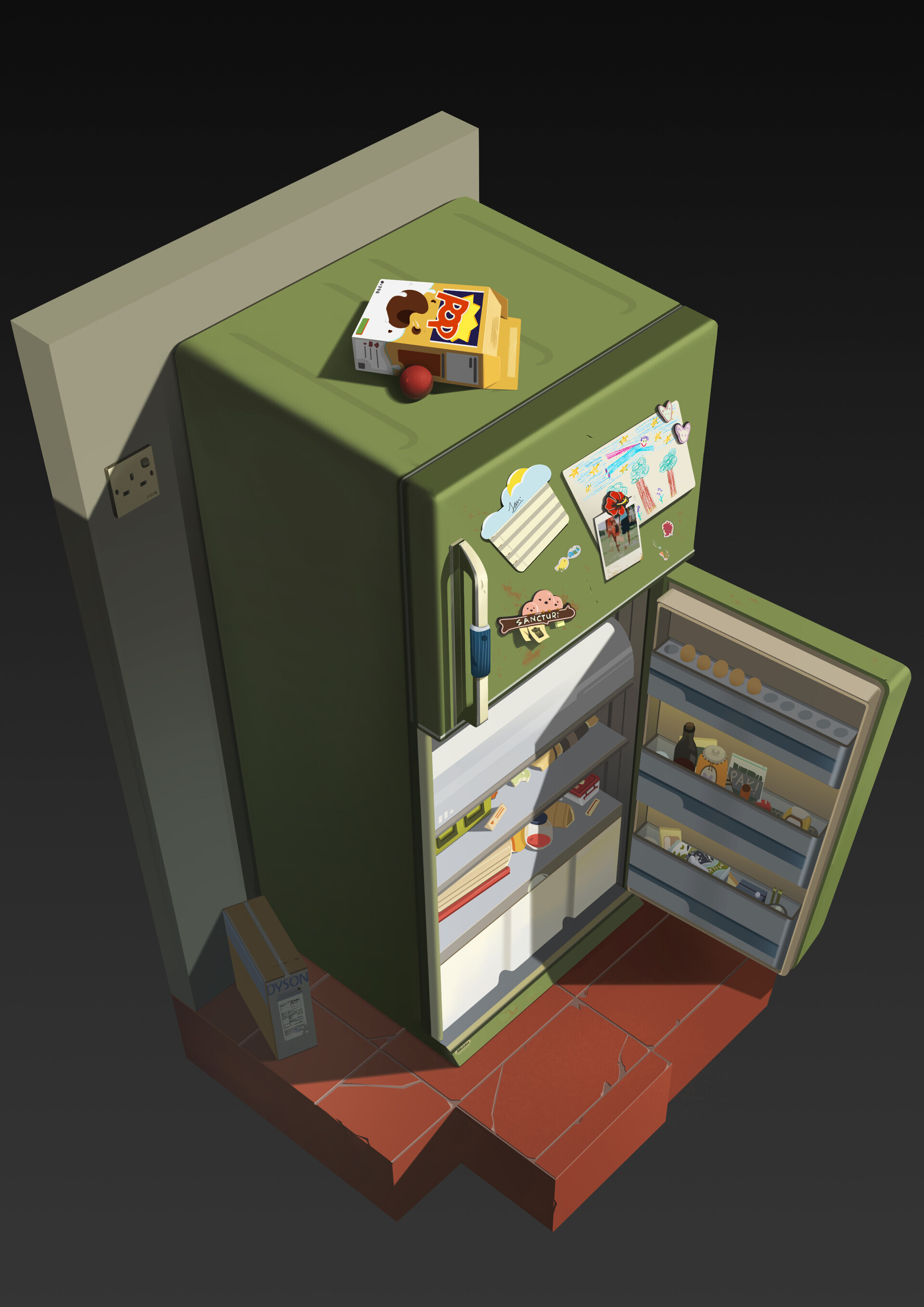 ArtStation - Dongzhi - Fridge Prop Design