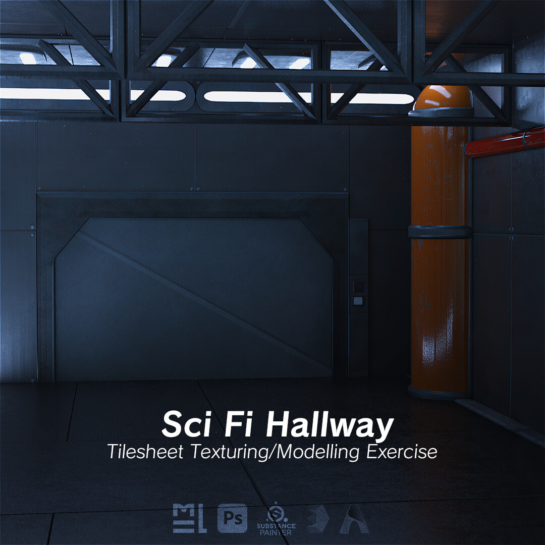 ArtStation - Sci-Fi Hallway - Tilesheet Exercise