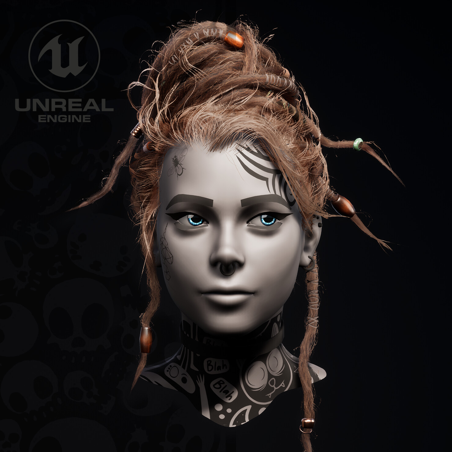 ArtStation - Dreadlocks Hairstyle - Tattoo Girl