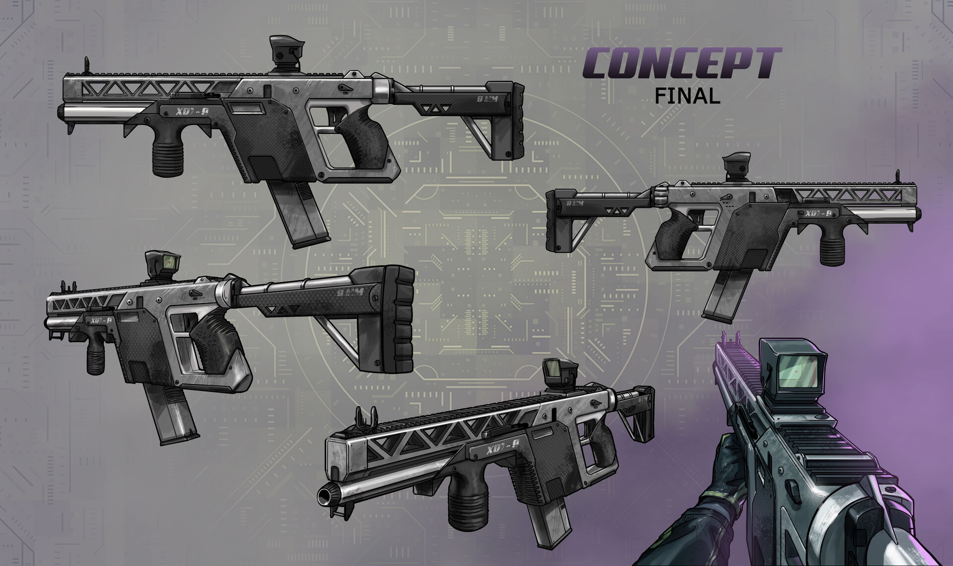 ArtStation - X01-9 Submachine gun