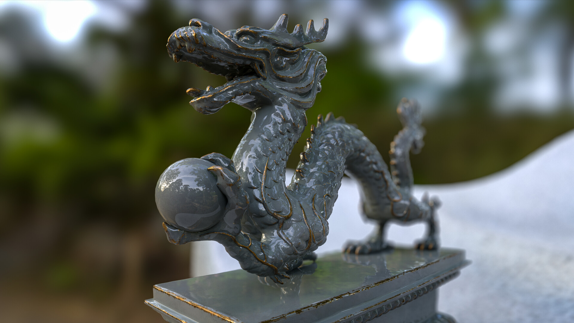 ArtStation - Porcelain Dragon Statue