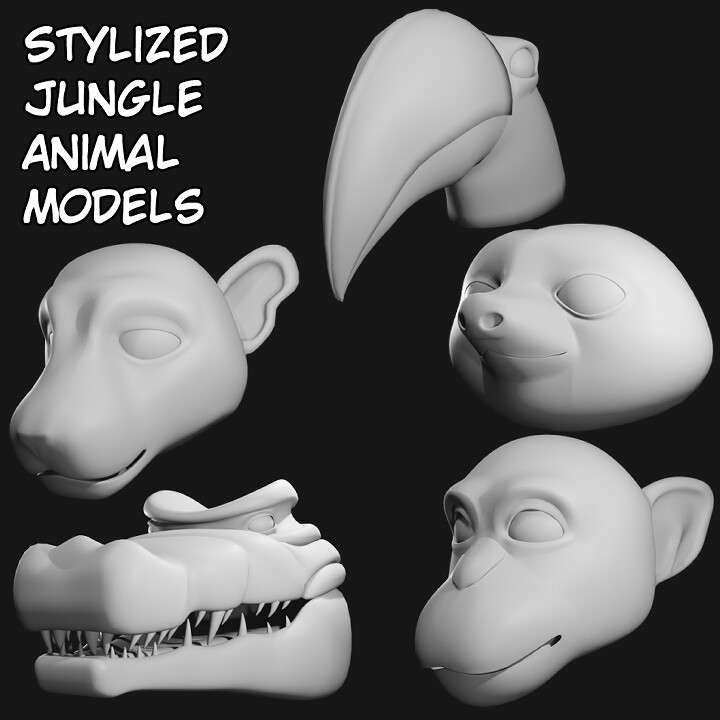 ArtStation - 5 Stylized Jungle Animal Models