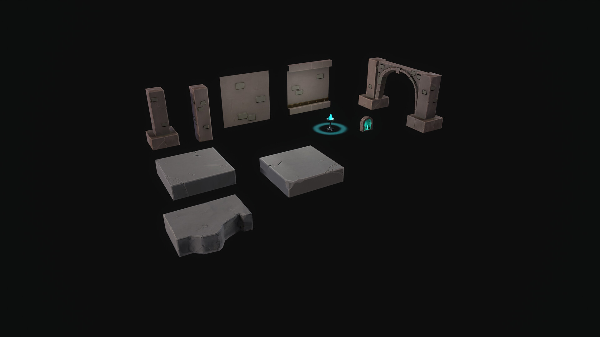 ArtStation - Stylized Modular Dungeon Pack 1 Base - 3D Asset Pack ...