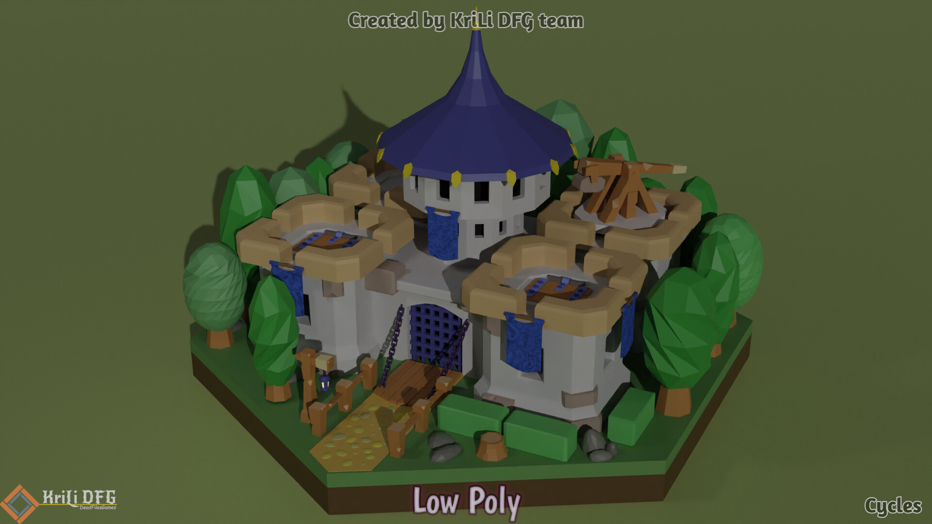 ArtStation - 3D Low Poly Castle Under the Blue Flag / Blender Timelapse ...