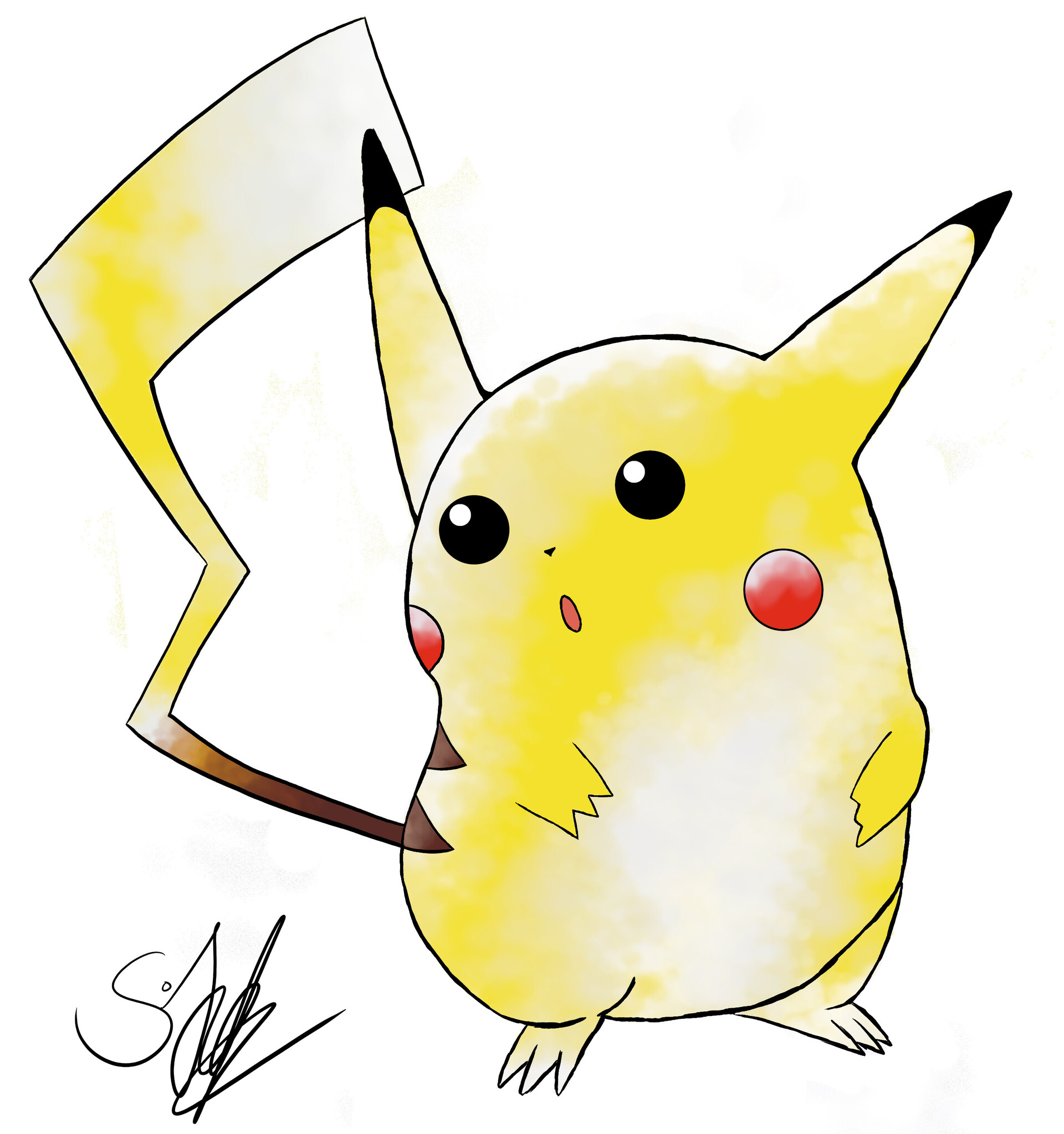 ArtStation - #025 Pikachu Watercolour