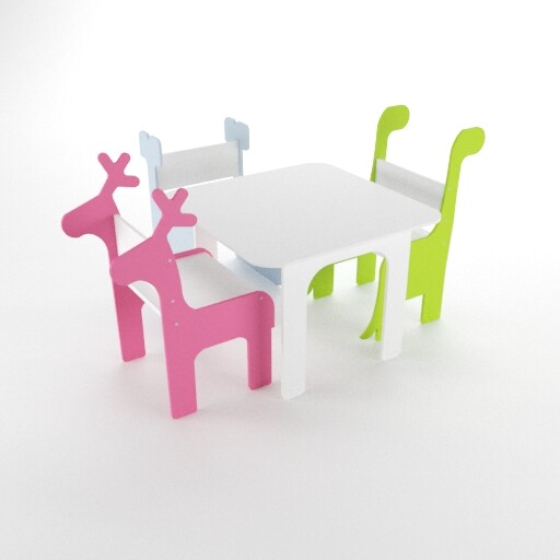 ArtStation - Colorful Kids Table and Chairs