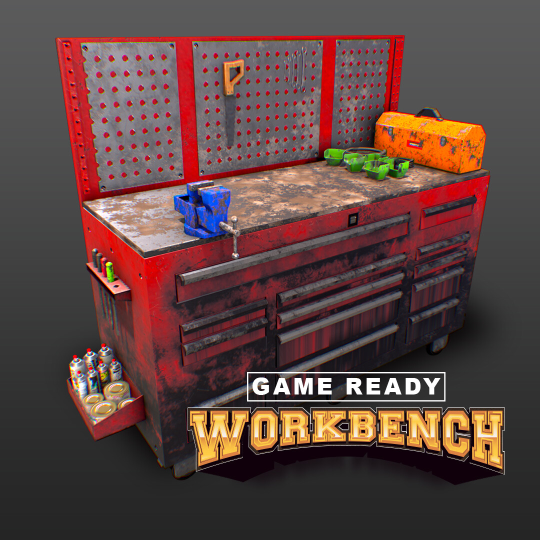 ArtStation - Old Workbench - Game Ready Low-poly 3D model