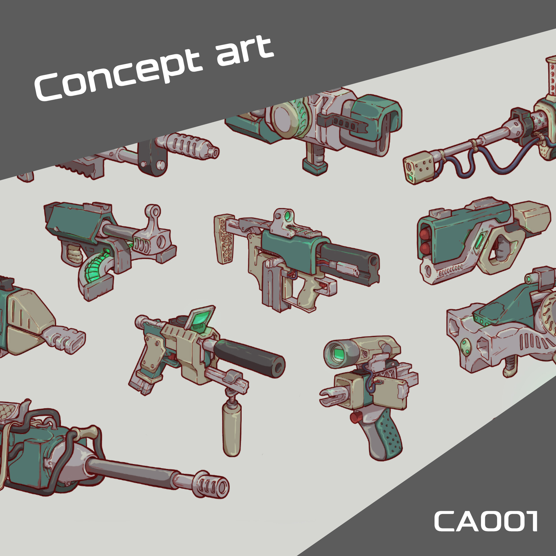 ArtStation - Weapon concept art 001 [CA001] - SciFi weapons