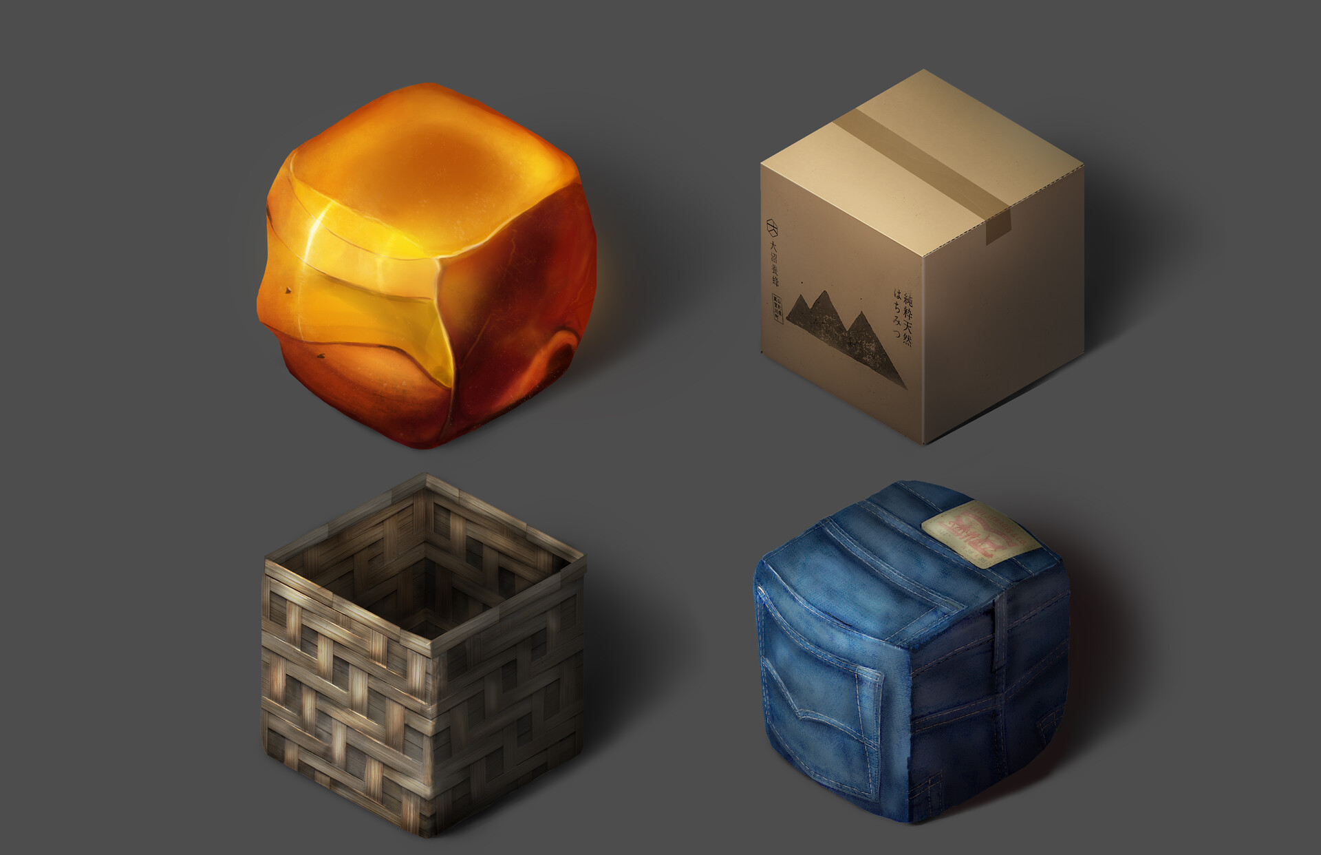 ArtStation - Isometric Cubes - Material Studies (Photoshop)