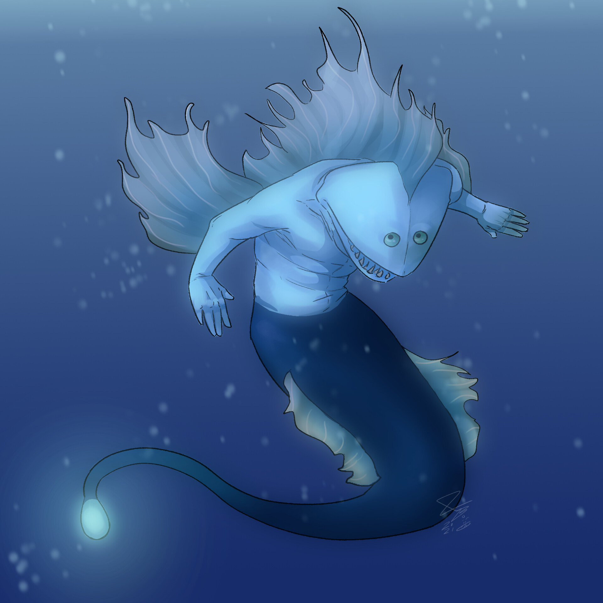 ArtStation - Gulper Eel concept art - different color morph