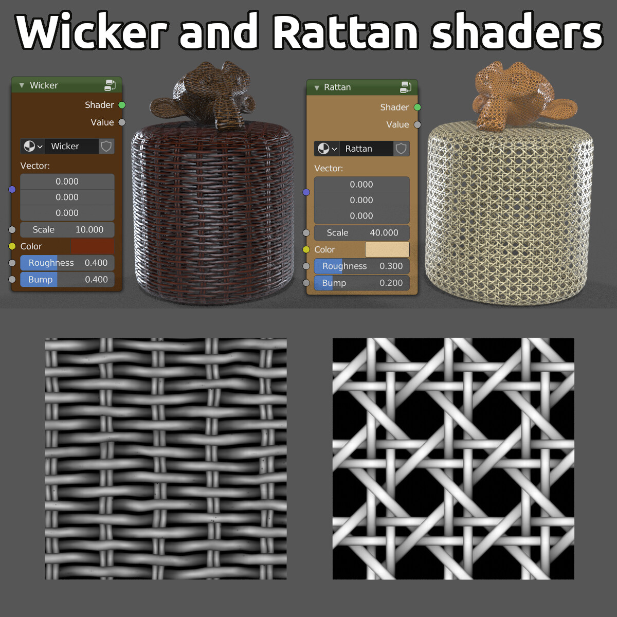 ArtStation - Wicker and Rattan shaders for Blender