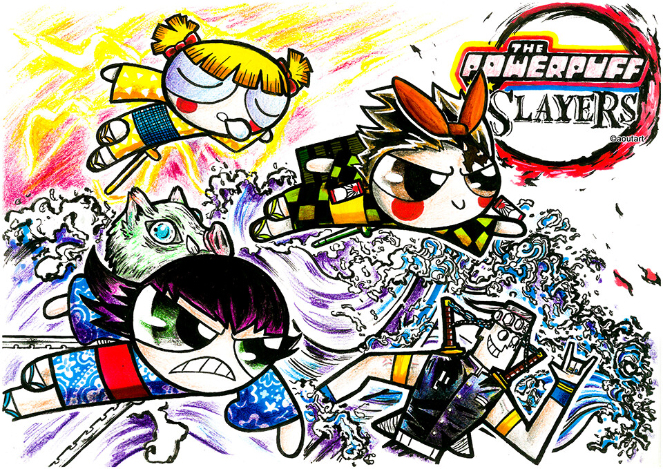 ArtStation - The powerpuff girls x Demon Slayer