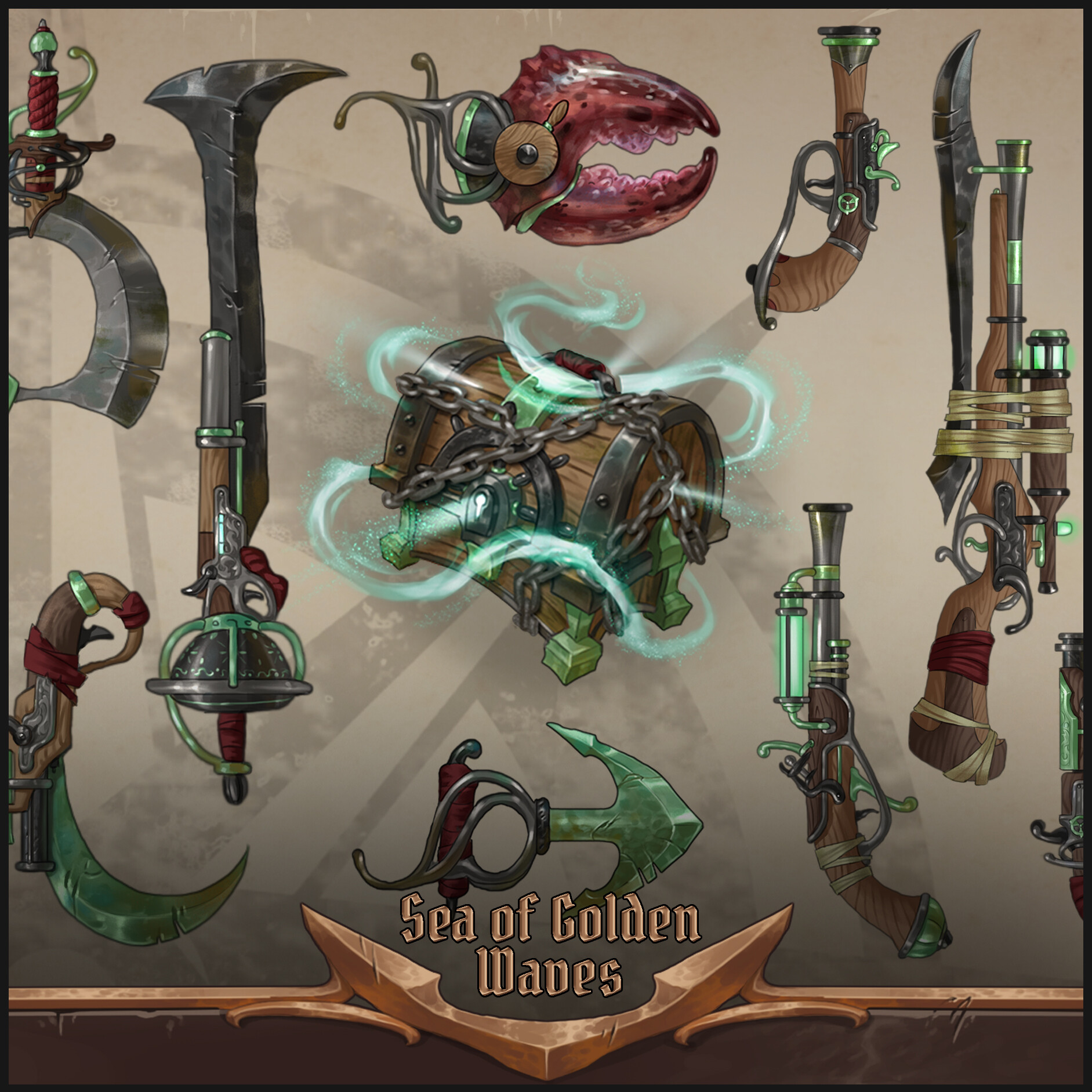 ArtStation - Sea of Golden Waves l Weapons and Traps