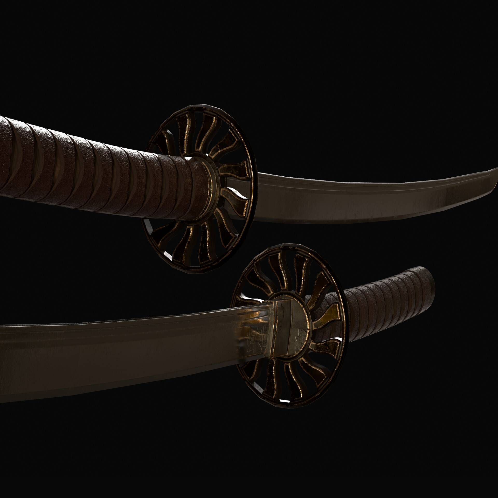 ArtStation - Katana and Kanabo | Game-ready Weapons