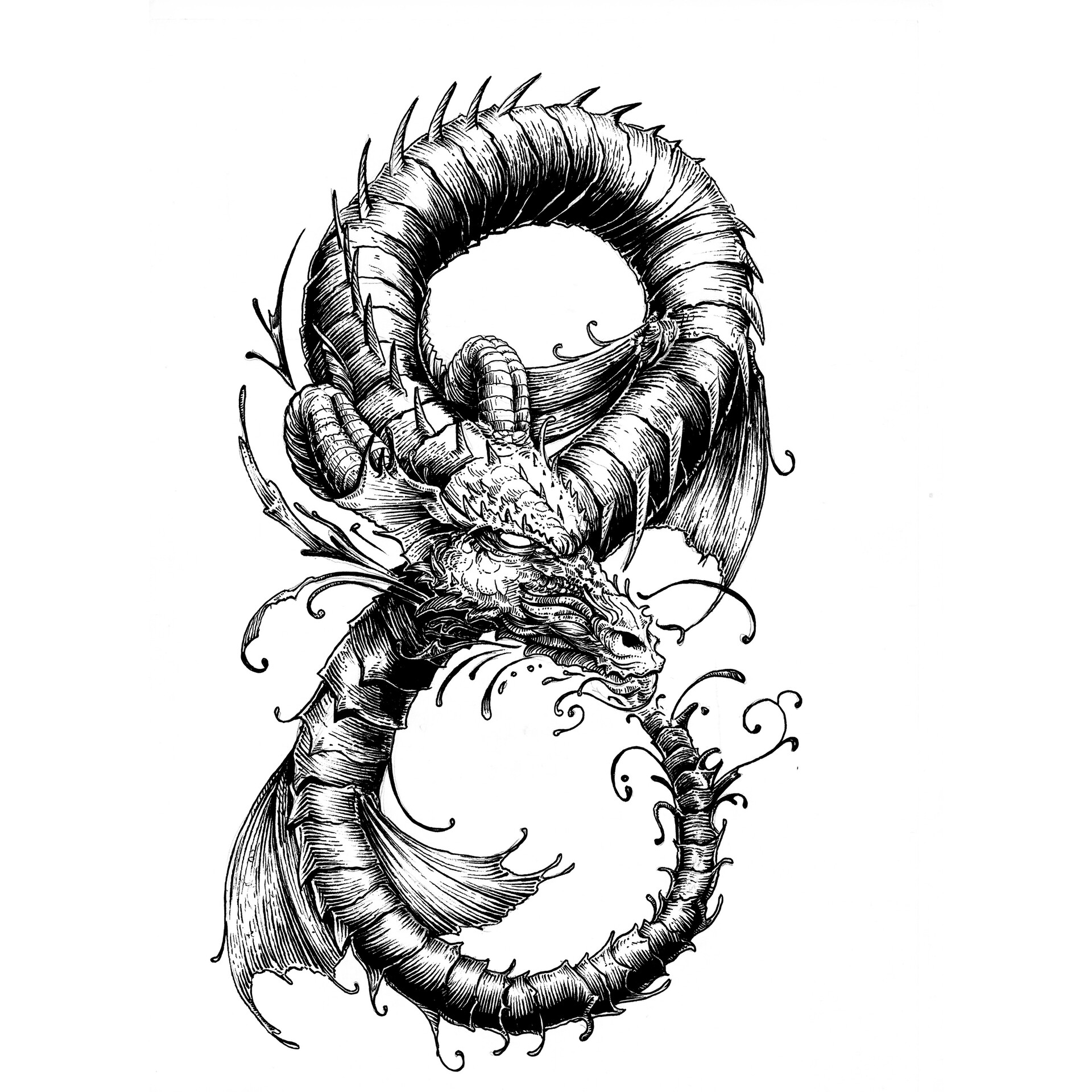 ArtStation - Tribal Dragon - Sketch & Final Artwork