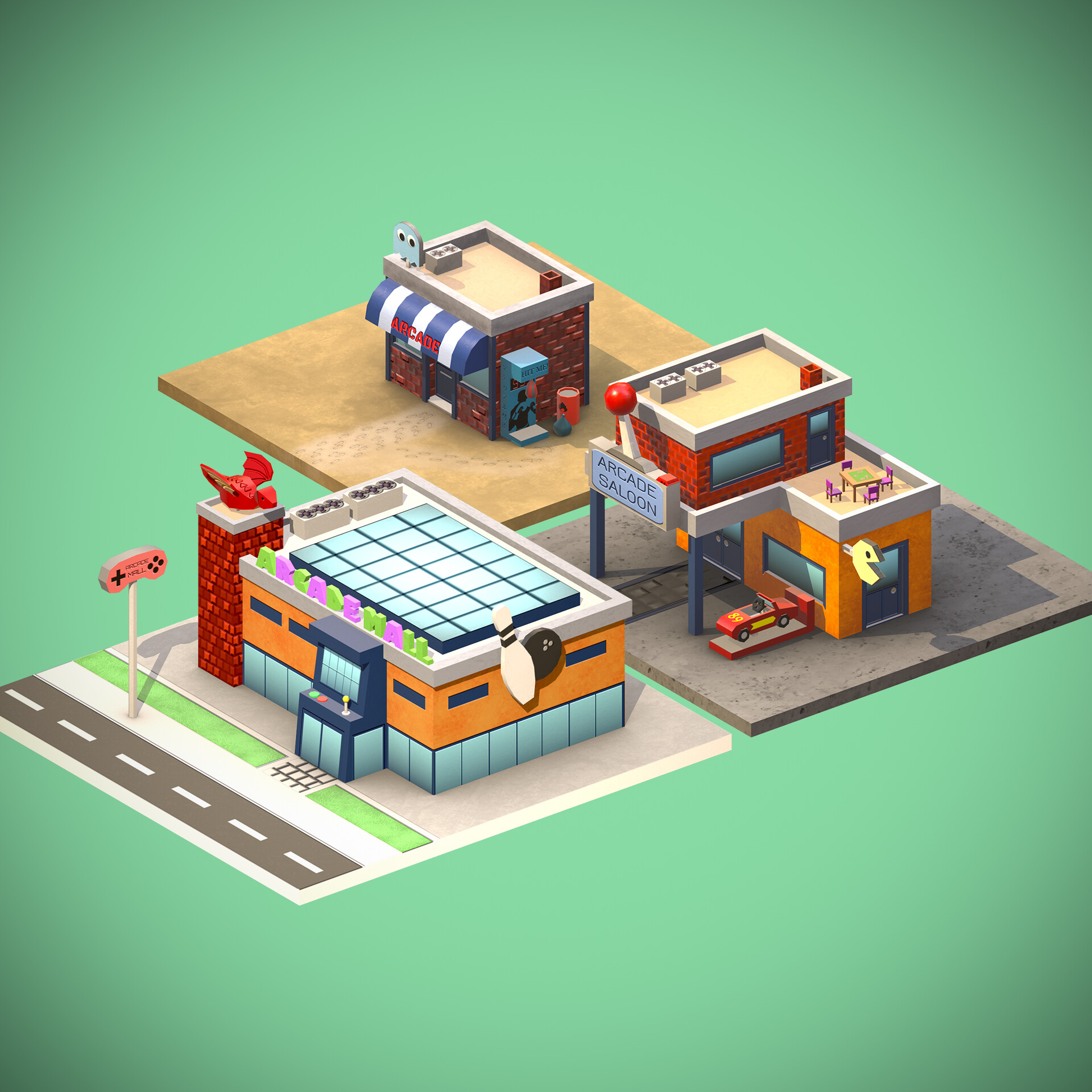 ArtStation - Low Poly Arcade Buildings