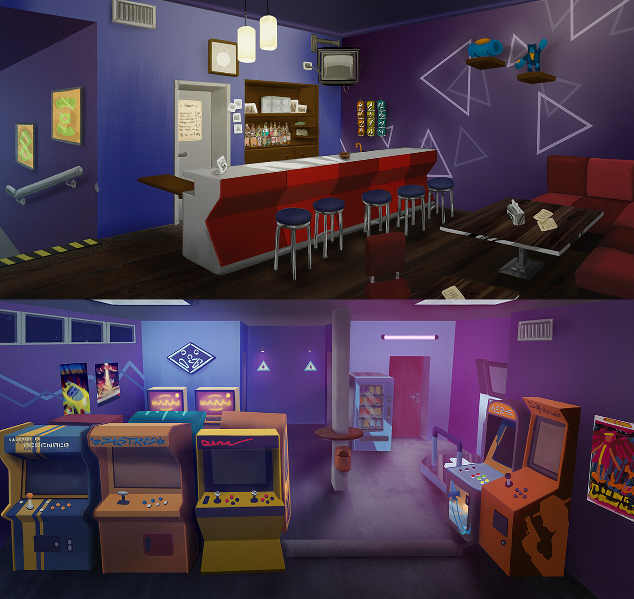 ArtStation - Arcade Bar Interior Concept