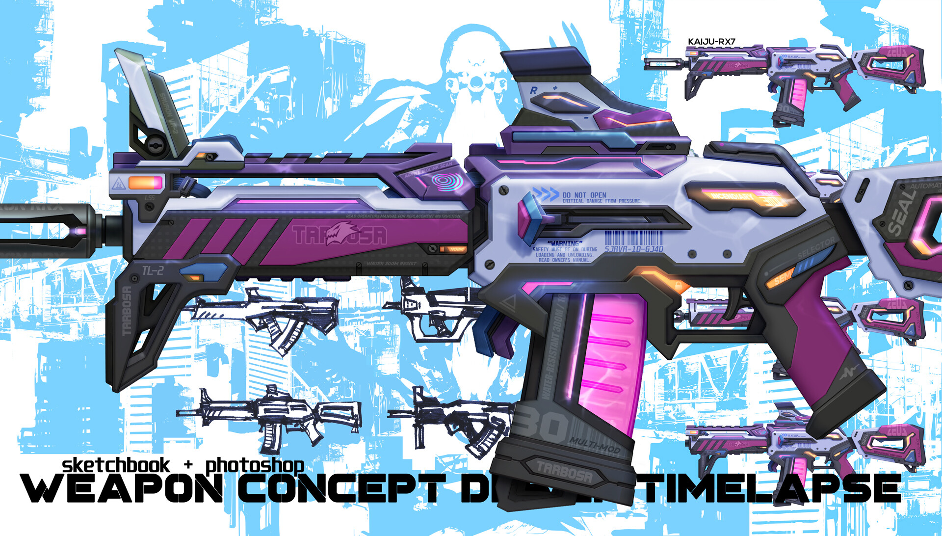 ArtStation - Tarbosa Zeus / KAIJU-RX7 // Pulse Assault Rifle concept