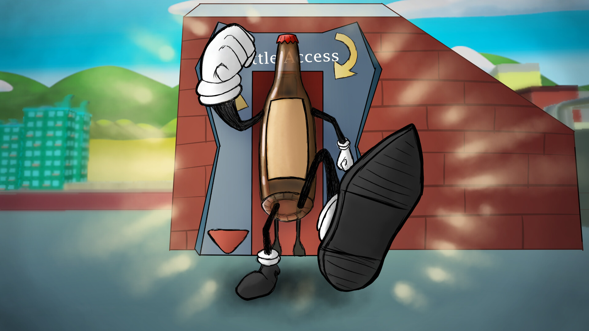 ArtStation - Bottle Man Intro/Ending Cutscene Art