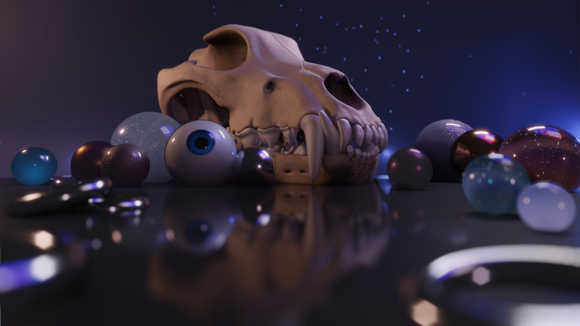 ArtStation - Wolf skull with glass orbs