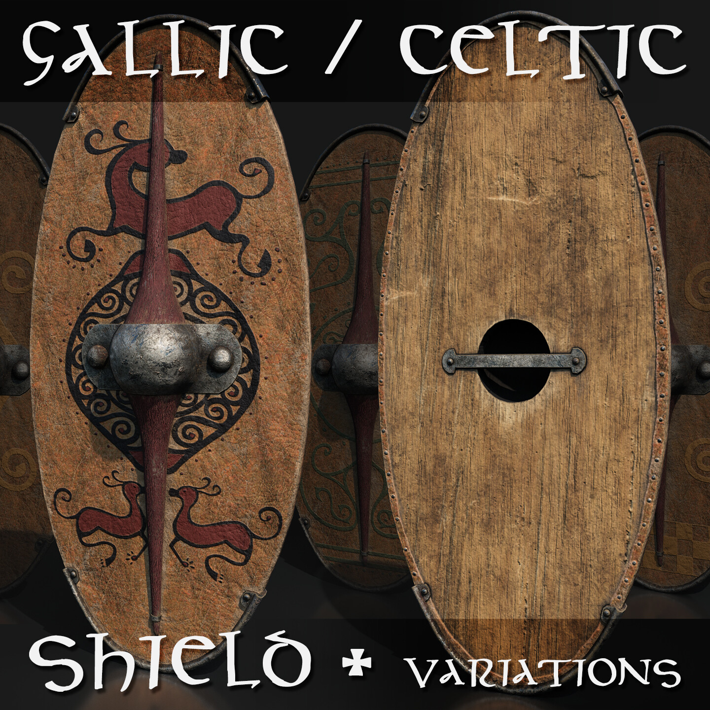 ArtStation - Gallic / Celtic shield (low poly)
