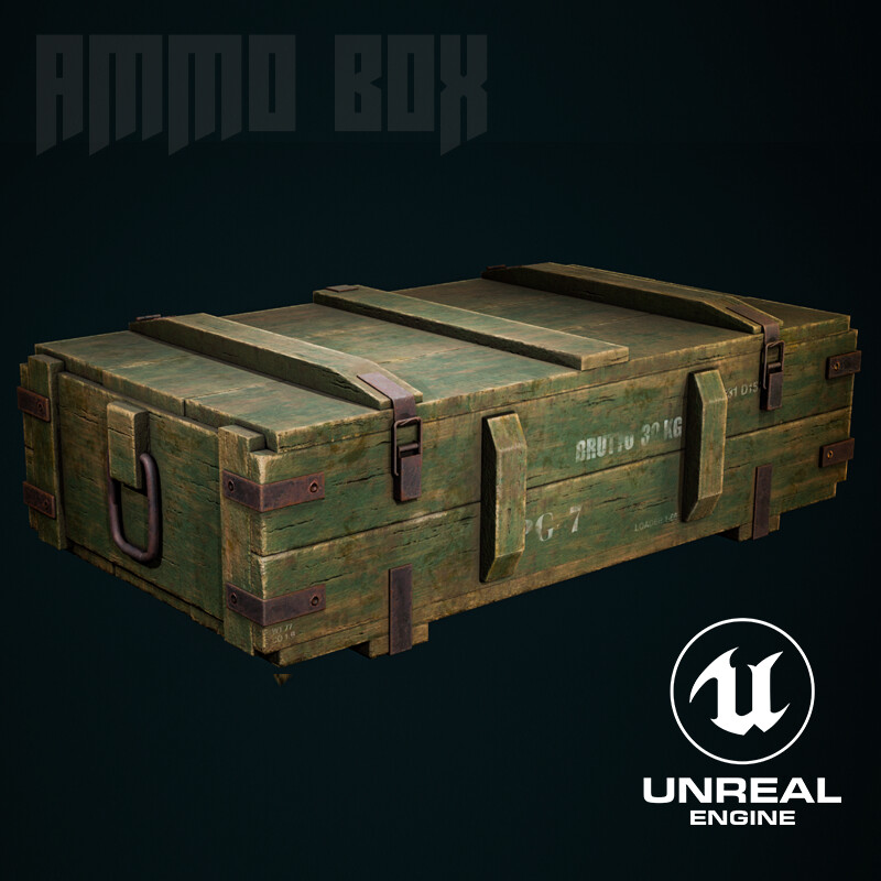 ArtStation - Wooden Ammo Box Crate Game asset rendered in UE5