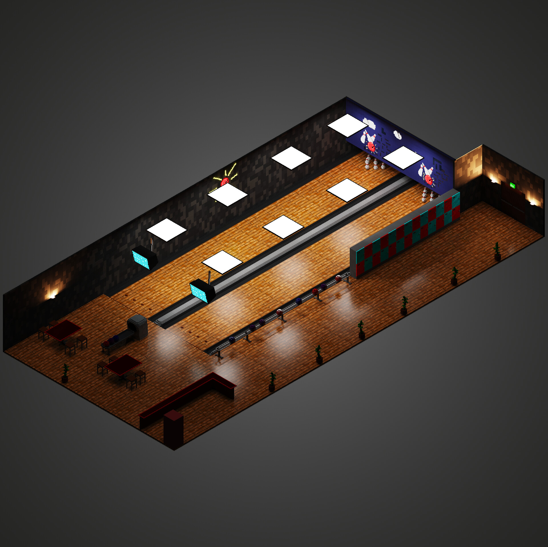ArtStation - Bowling alley voxel art