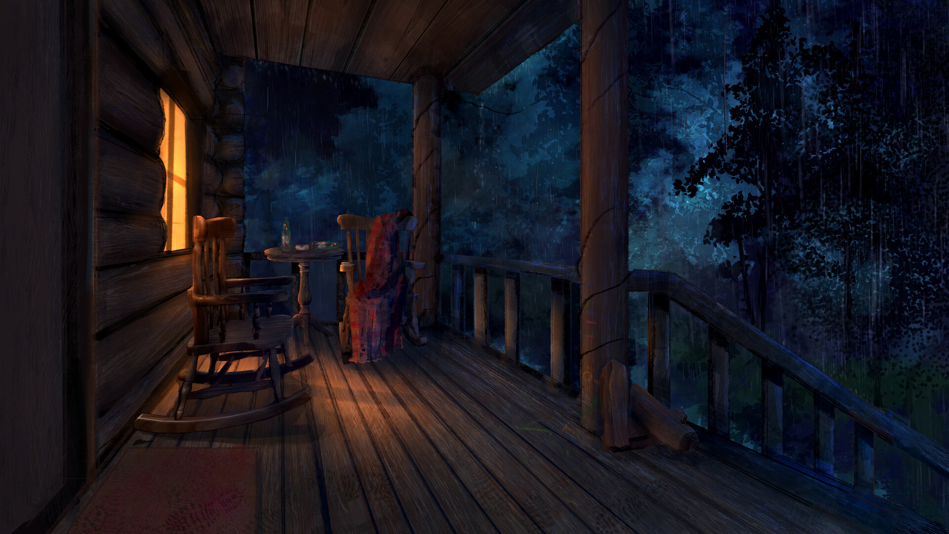 ArtStation - Night in the Cabin |small animated scene|