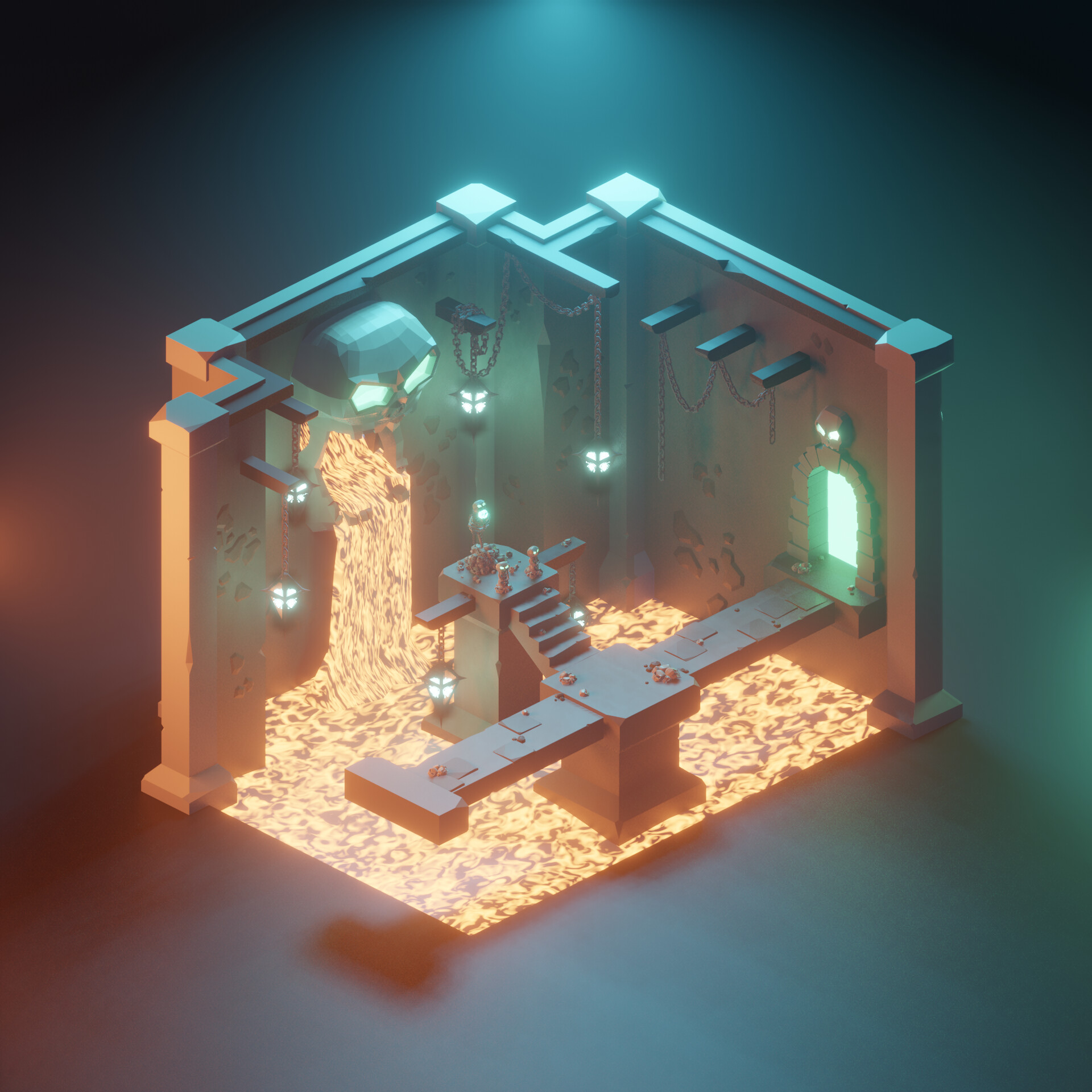 ArtStation - Diorama Skull Dungeon