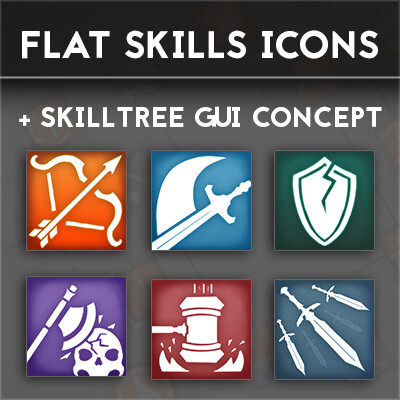 ArtStation - GUI concept (skill tree) + flat icons