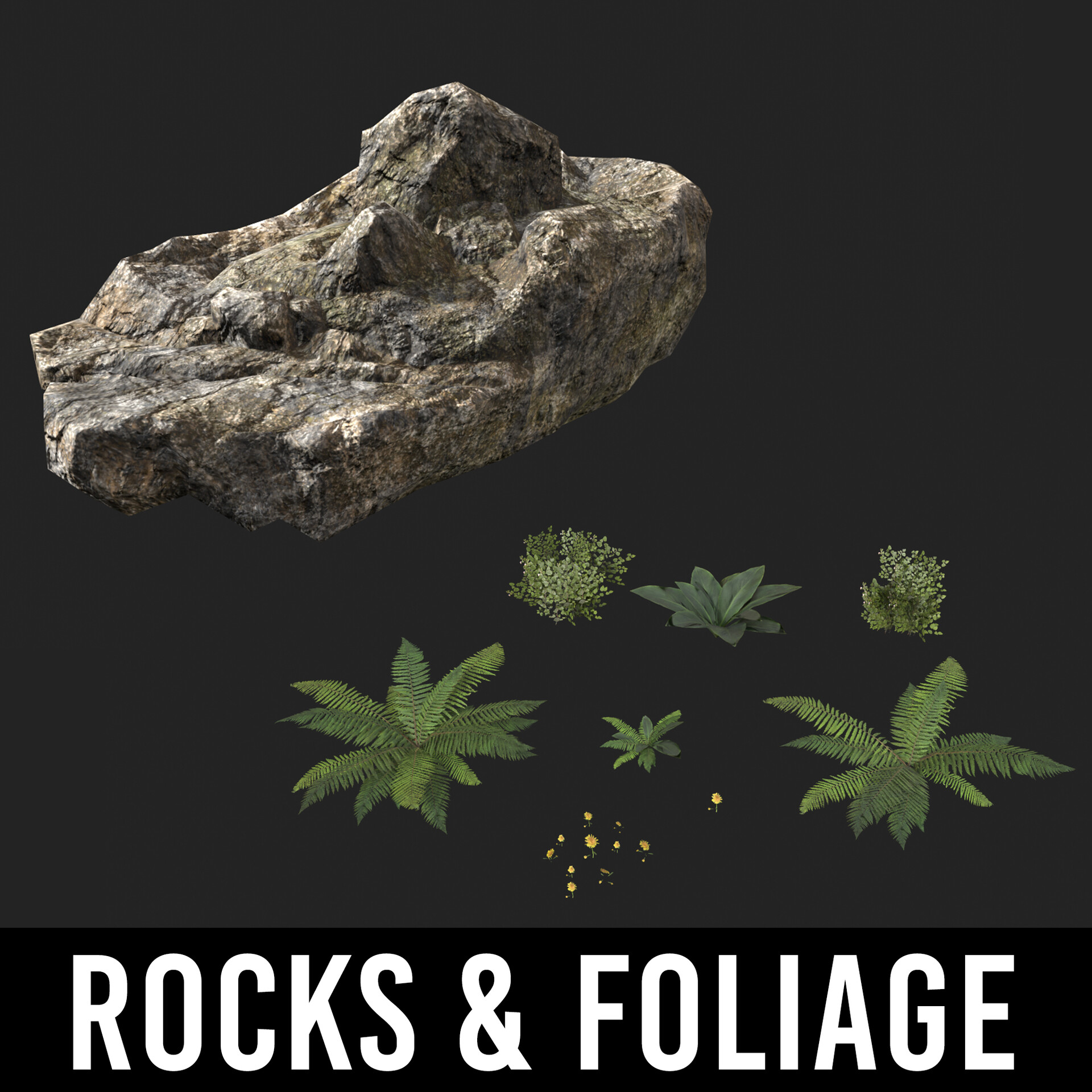 ArtStation - Rocks and foliage assets
