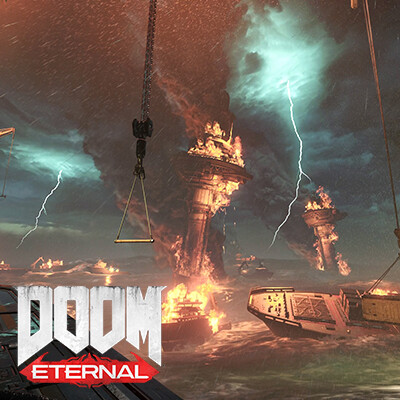 ArtStation - DOOM Eternal DLC - UAC Rig Destroyed Vista
