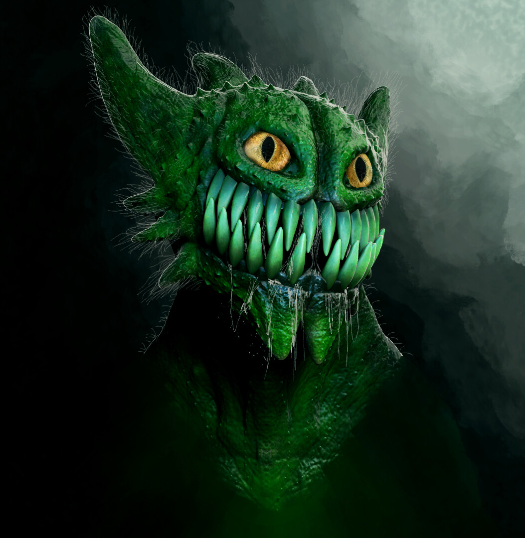 ArtStation - Green Alien or monster concept